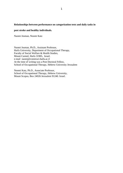 pdf relationships between performance on categorization tests and