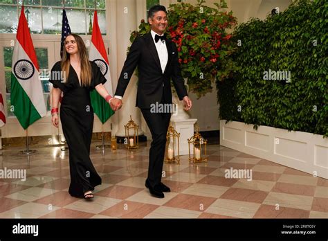 Aftab Pureval Mayor Of Cincinnati And Whitney Whitis Arrive For The State Dinner With President