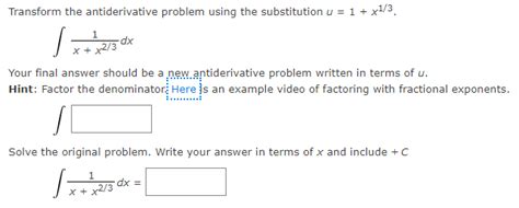 Solved Transform The Antiderivative Problem Using The