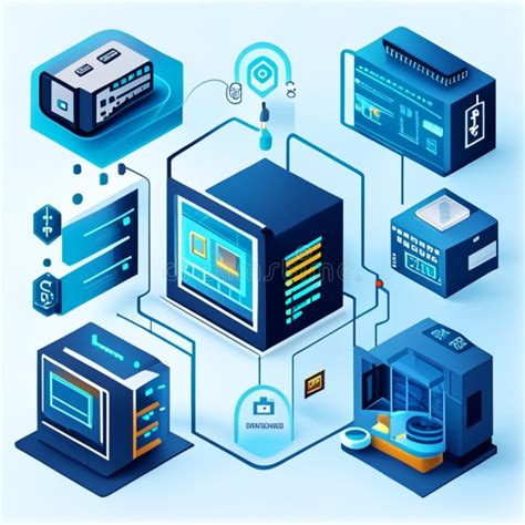 Isometric Data Center Concept Vector Illustration In A Flat Style