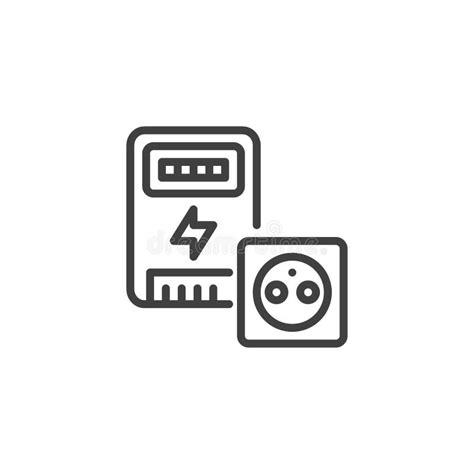 Electricity Meter Line Icon Stock Vector Illustration Of Energy