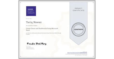 tariq nawaz on linkedin completion certificate for create charts and
