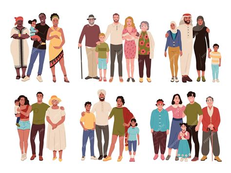 Premium Vector Different Nationalities Families Various Ethnicities