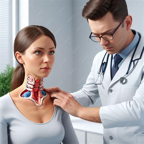 Doctor Checking Thyroid Of A Patient Premium Ai Generated Image