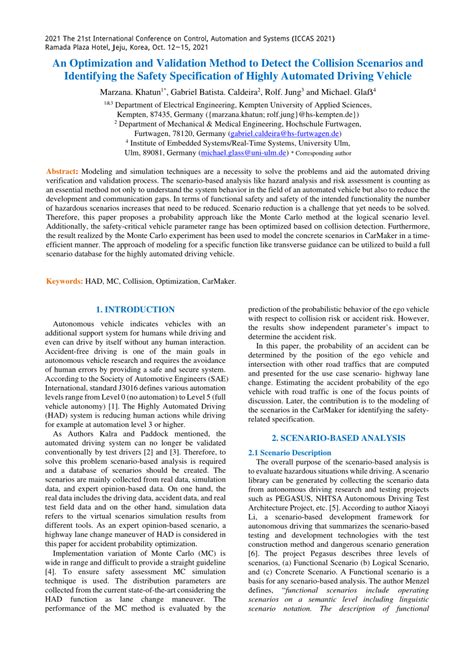 Pdf An Optimization And Validation Method To Detect The Collision Scenarios And Identifying