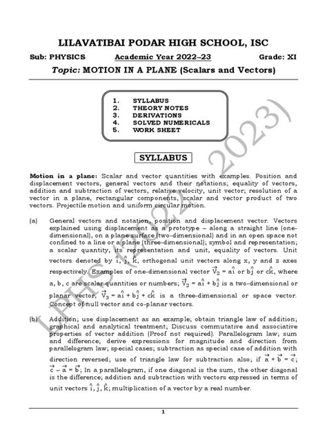 M 1 Scalars And Vectors Pdf Euclidean Vector Velocity
