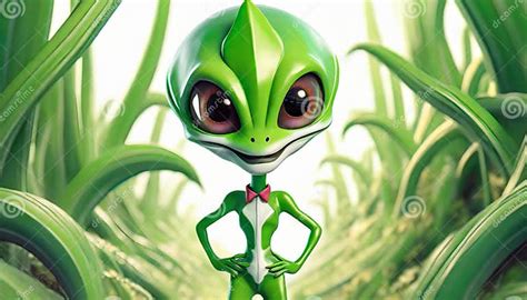 Small Green Alien In The Forest Stock Illustration Illustration Of