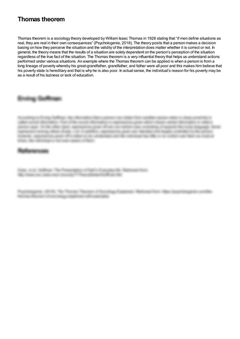 Solution Thomas Theorem And Erving Goffman Studypool