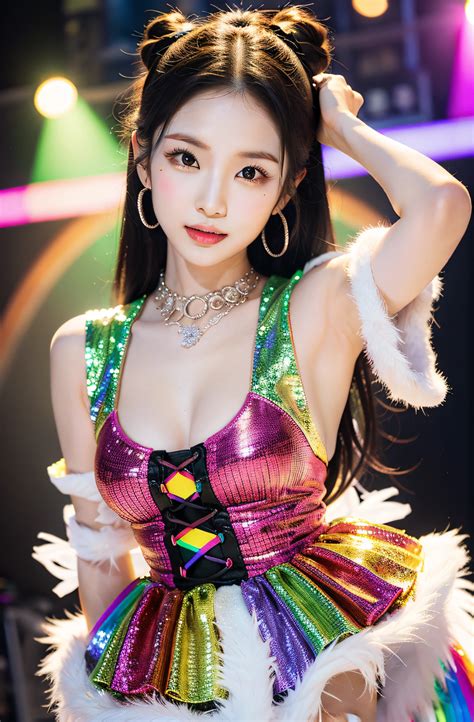 A Woman In A Colorful Dress Posing For A Picture Seaart Ai