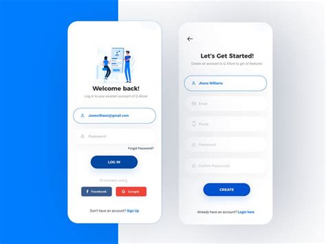 Ios And Android App Login Signup Screen App Interface Design App