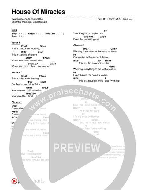 House Of Miracles Chords Pdf Brandon Lake Essential Worship