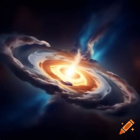 Massive Swirling Cloud Of Gas And Dust In Space With Glowing Effects On