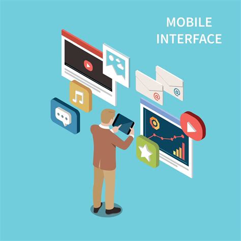 Mobile Interface Isometric Background Vector Illustration Vector Art At Vecteezy
