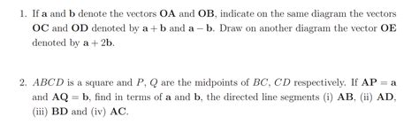Solved If A And B Denote The Vectors OA And OB Indicate Chegg