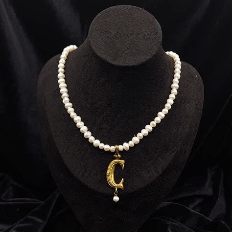Initial Name Necklace Boleyn Necklace Pearl Boleyn Letter Necklace