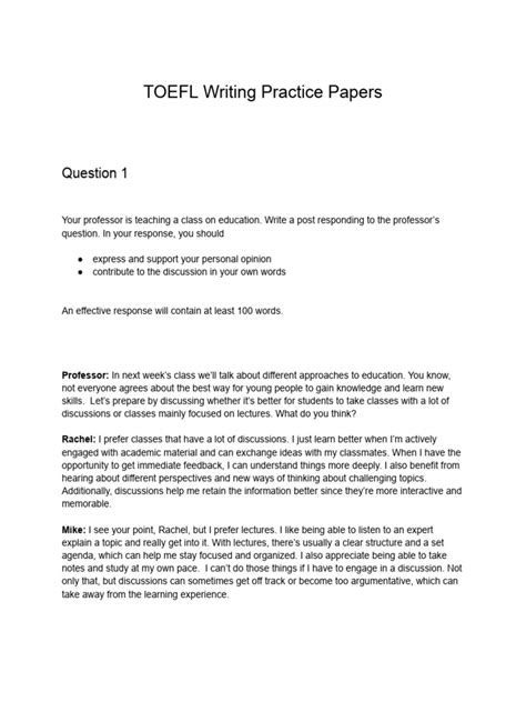 5 Toefl Writing Practice Pdf Human Communication Communication