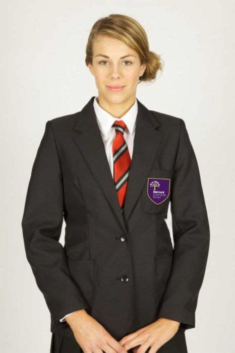 Black Blazer Non Fitted Embroidered With Belmont Community School Logo