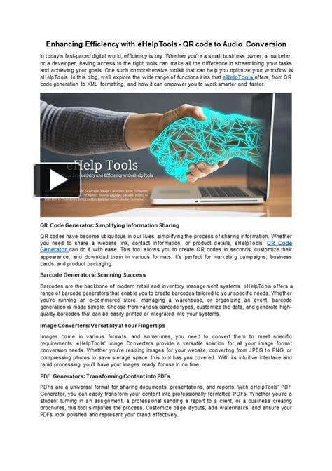 Ppt Enhancing Efficiency With Ehelptools Qr Code To Audio