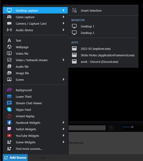 Sources Menu Introduction XSplit Support