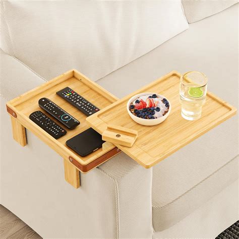 Jp Wealone Sofa Armrest Tray With Storage Box Bamboo Couch