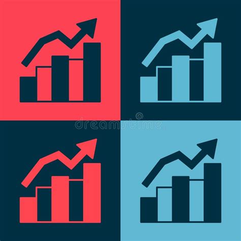 Pop Art Financial Growth Increase Icon Isolated On Color Background