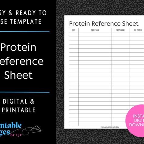 Protein Tracker Sheet Etsy
