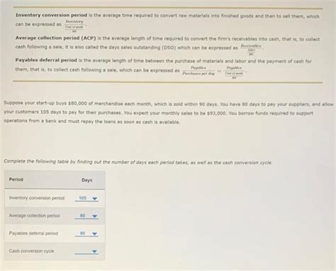 Solved Inventory Conversion Period Is The Average Time