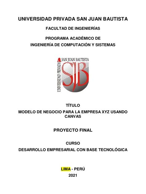 Proyecto Final Del Curso Desarrollo Empresarial Con Bases Tecnologicas Pdf