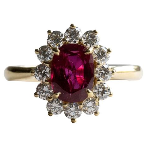 18k 2ct Ruby Diamond Cluster Ring For Sale At 1stdibs