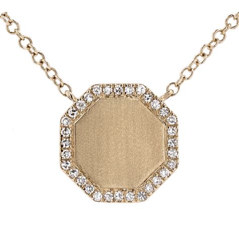 Shy Creation Gold And Diamond Octagon Necklace Exquisite Jewelry