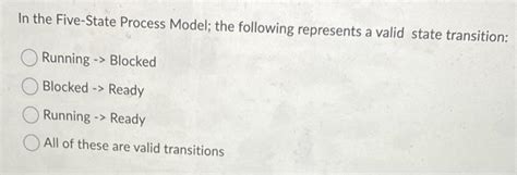 Solved In The Five State Process Model The Following