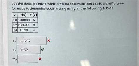 solved use the three points forward difference formulas and