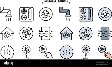 Home Ventilation System Vector Icons Set Editable Stroke Ventilation
