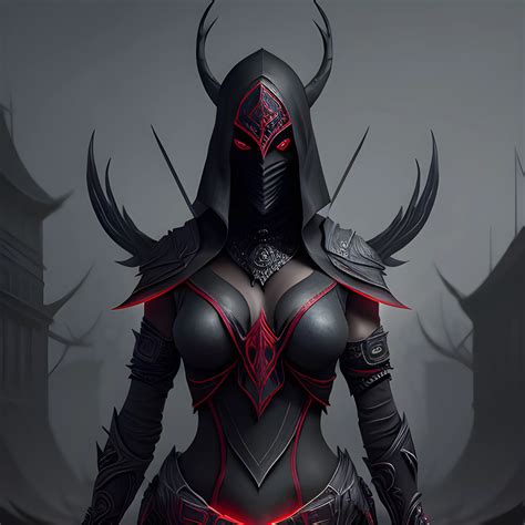 Shadow Assasin With Red Eyes In Mask Dagger 8k High Resolution High Quality Photorealistic