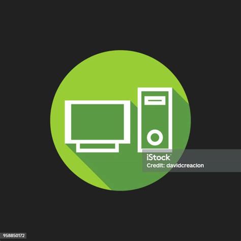 검은 배경에 원형 색 단추에 그림자와 함께 우아한 보편적인 백색 최소한 얇은 라인 컴퓨터 아이콘 0명에 대한 스톡 벡터 아트 및 기타 이미지 Istock