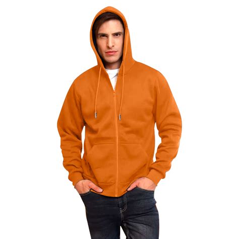 Sudadera Hoodie Naranja Con Cierre Capucha Y Cangurera Calientita