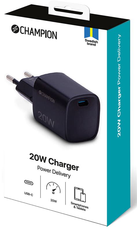 Champion Usb C Lader W Usb C Svart Kr Gratis Frakt