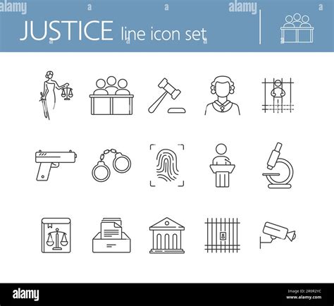 Justice Line Icon Set Stock Vector Image And Art Alamy