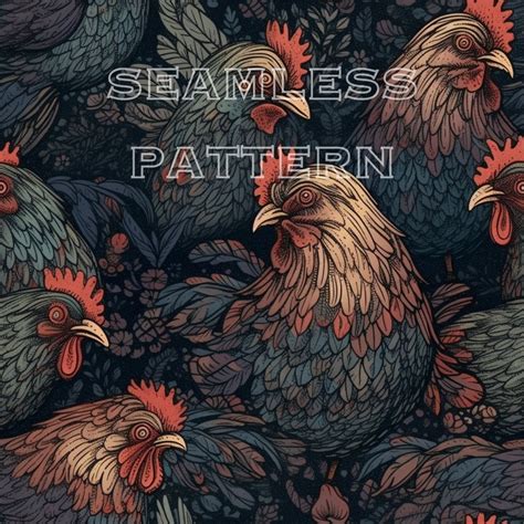 Seamless Chicken Pattern Digital Download Gothic Bird Etsy