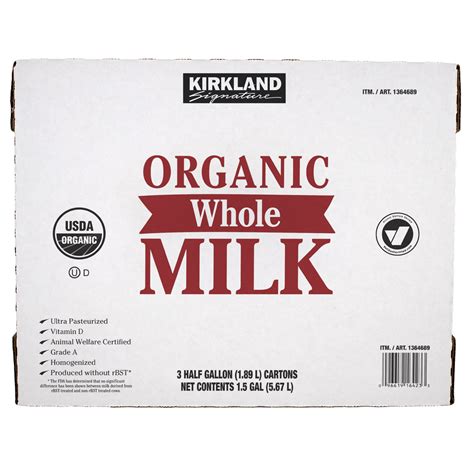 Kirkland Signature Organic Whole Milk 364 Ounce Cartons 1364689