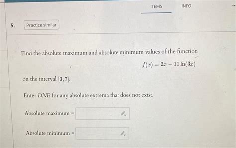 Solved Find the absolute maximum and absolute minimum values | Chegg.com