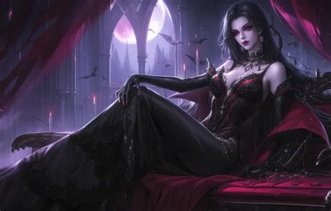 Wallpaper Vampire Queen Sitting Throne For Mobile And Desktop Section фантастика Resolution