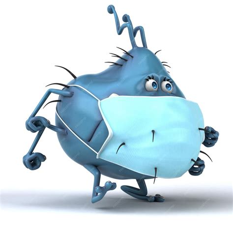 Premium Ai Image Fun 3d Illustration Of A Cartoon Microbe With A Mask
