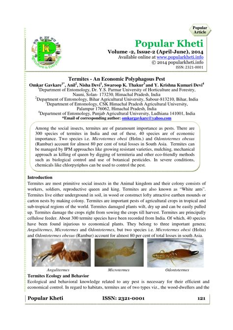 Pdf Termites An Economic Polyphagous Pest