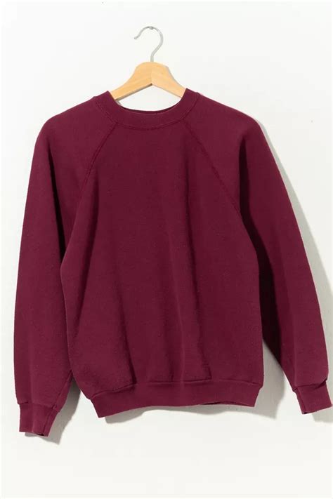 Vintage 1980s Maroon Blank Raglan Crewneck Sweatshirt Urban Outfitters