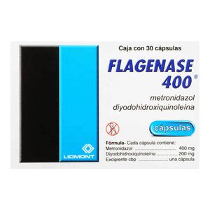 Flagenase 400 400mg 200mg Con 30 Tabletas Metronidazol Diyodohidroxiq