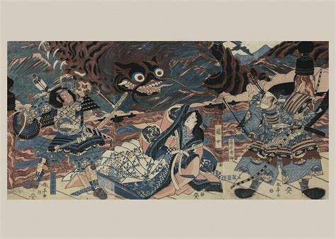 The Warrior Fujiwara Hidesato Battling The Giant Centipede Greeting
