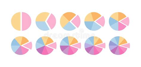 piechart with segments slices section template circular structure