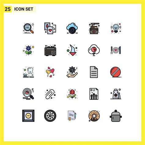 25 Thematic Vector Filled Line Flat Colors And Editable Symbols Of