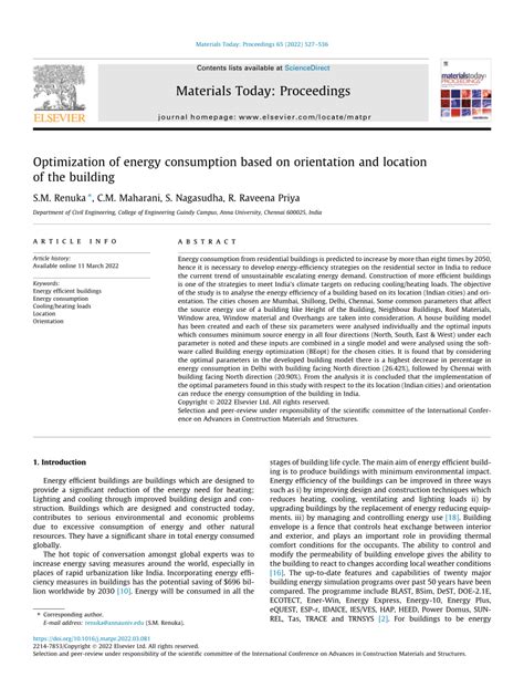 PDF Optimization Of Energy Consumption Based On Orientation And Location Of The Building